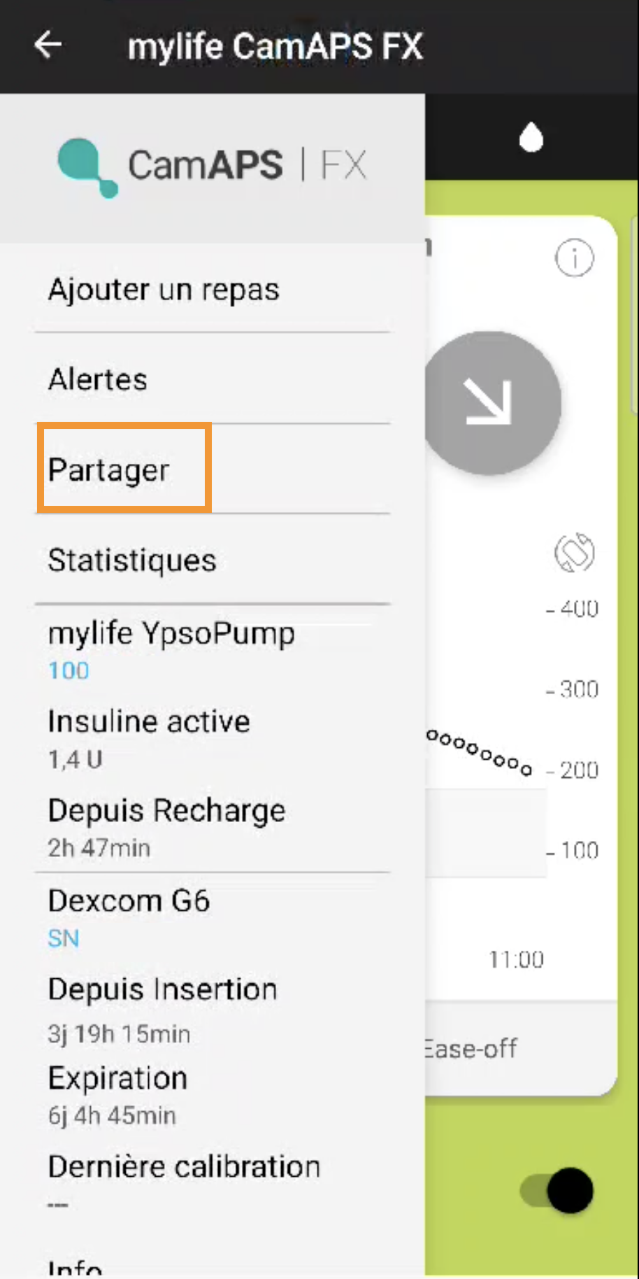 Synchroniser les données mylife CamAPS FX – GlookoXT